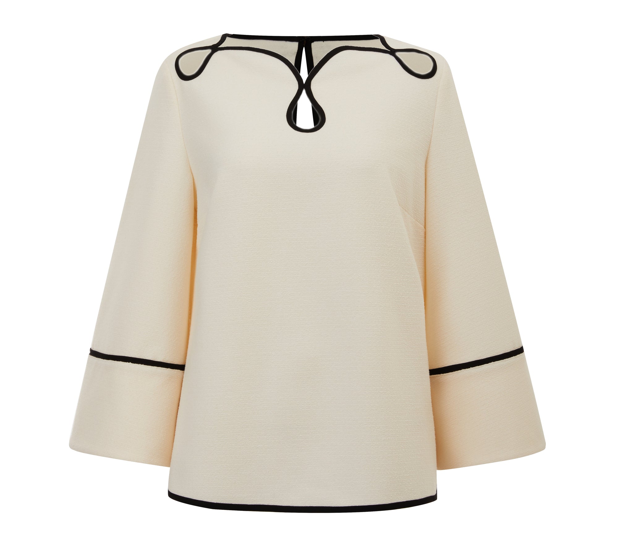 Black trimmed vintage crêpe bell shape top (080707/835)