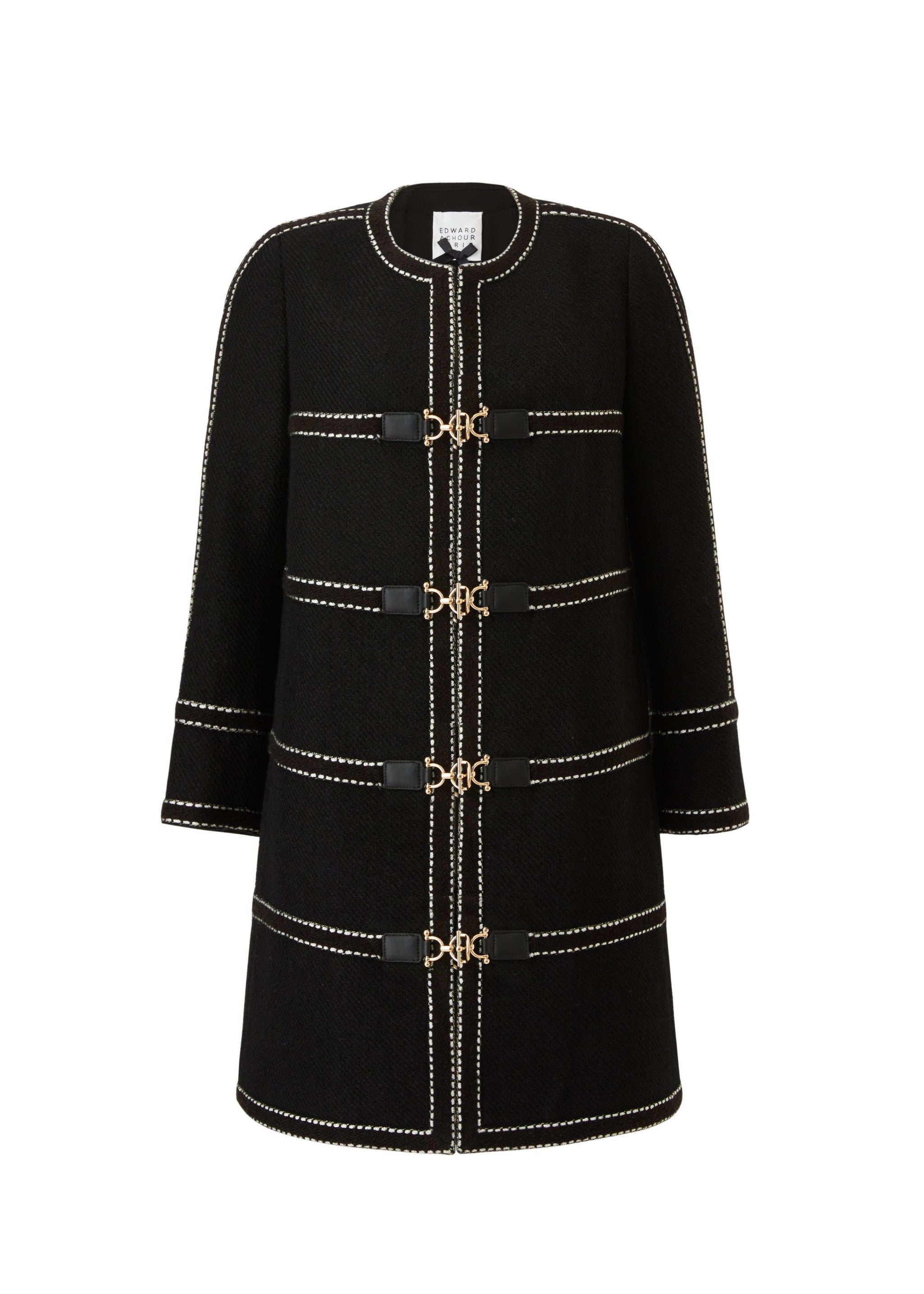 Gold-Buckle Trimmed Long Jacket (090201/901)